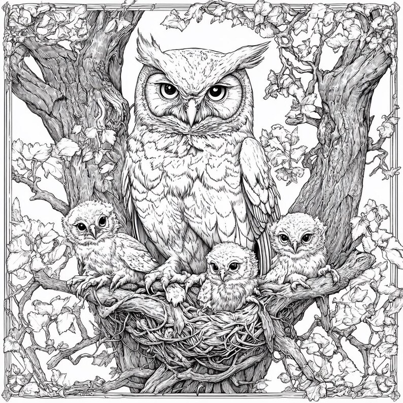 Intricate Owl Coloring Pages for Adults | Detailed Animal Designs ...