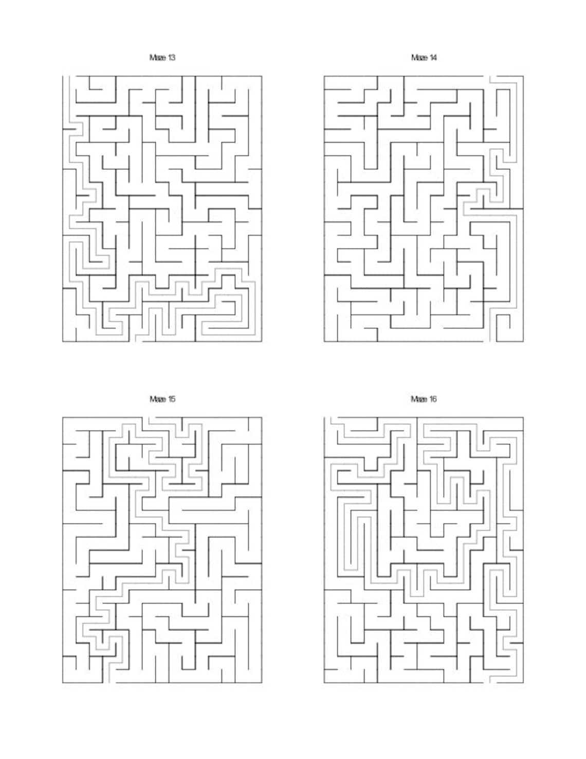 Print Out Mazes 100 Printable Mazes and Answer Sheets Etsy - Etsy Canada