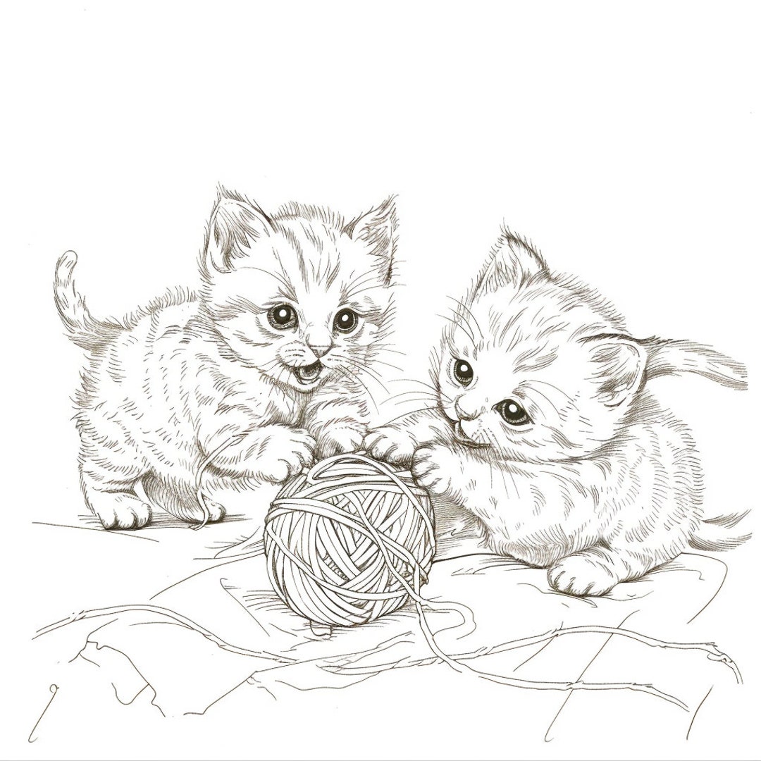 50-page Adorable Kittens Coloring Book Printable PDF PLR Fun & Relaxing ...
