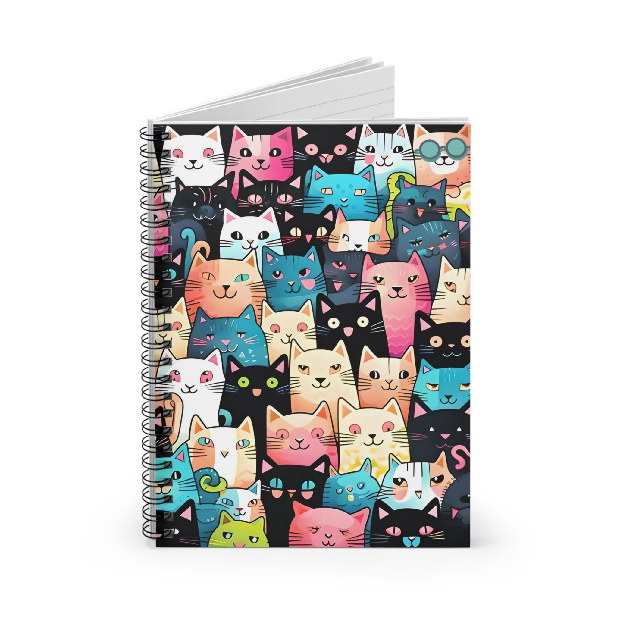 Funny Cool Cat Spiral Notebook Ruled Line - Etsy