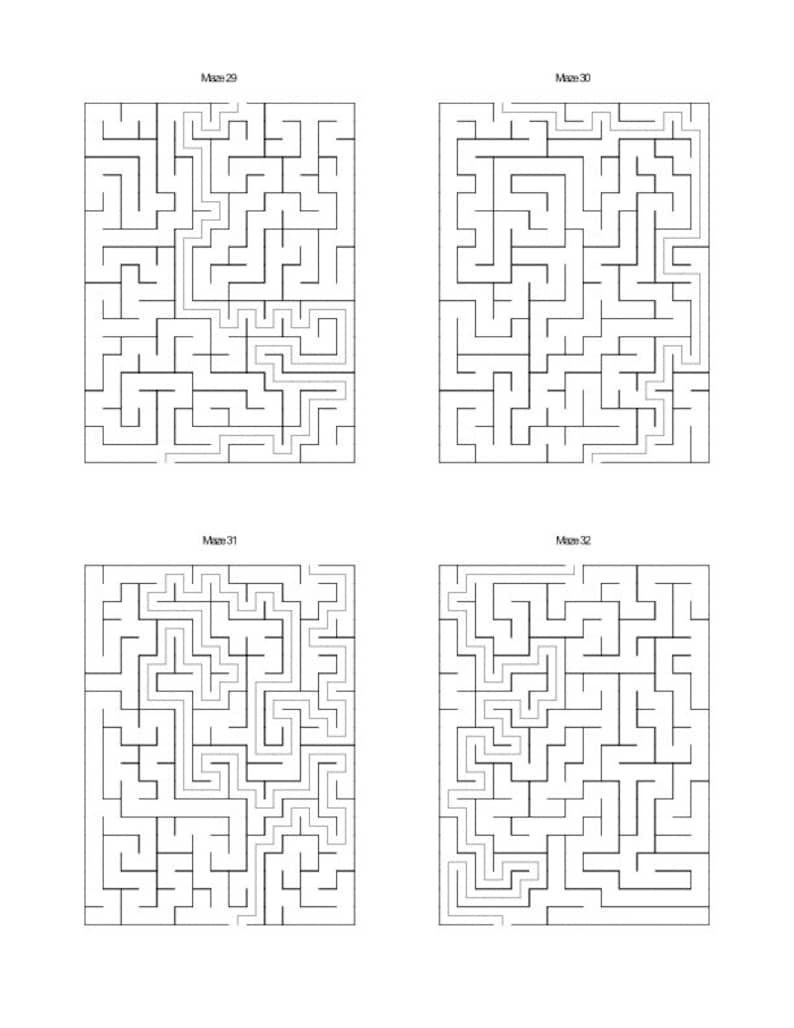Print Out Mazes - 100 Printable Mazes and Answer Sheets - Etsy - Etsy ...