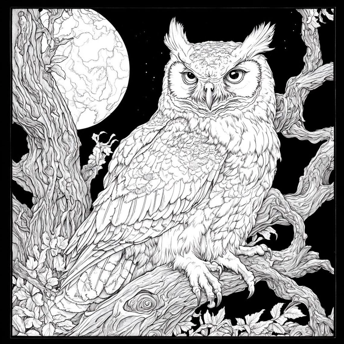 Intricate Owl Coloring Pages for Adults | Detailed Animal Designs ...