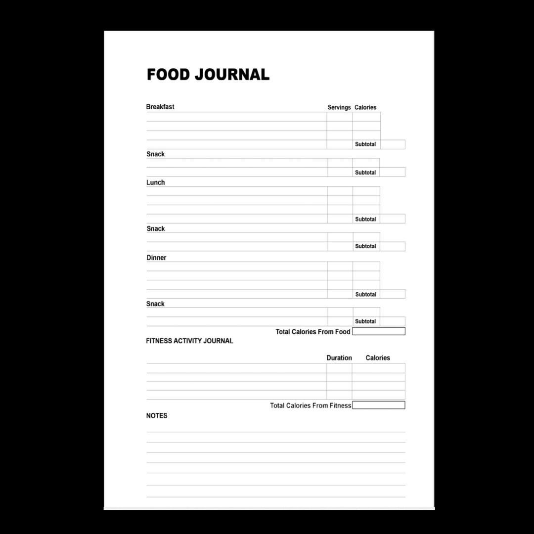 Food Diary Printable PDF Instant Download Etsy