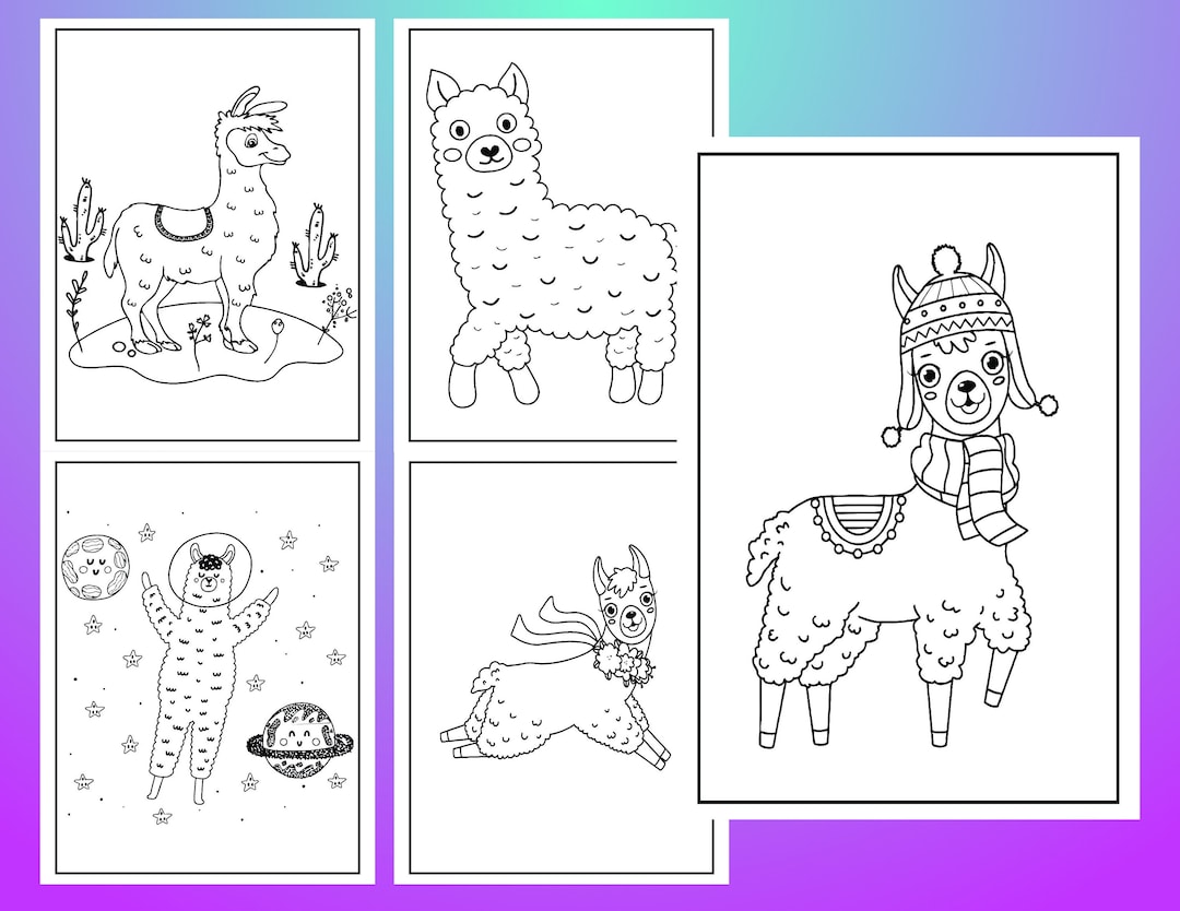 Llamas Coloring Pages for Adults and Kids Printable - Etsy