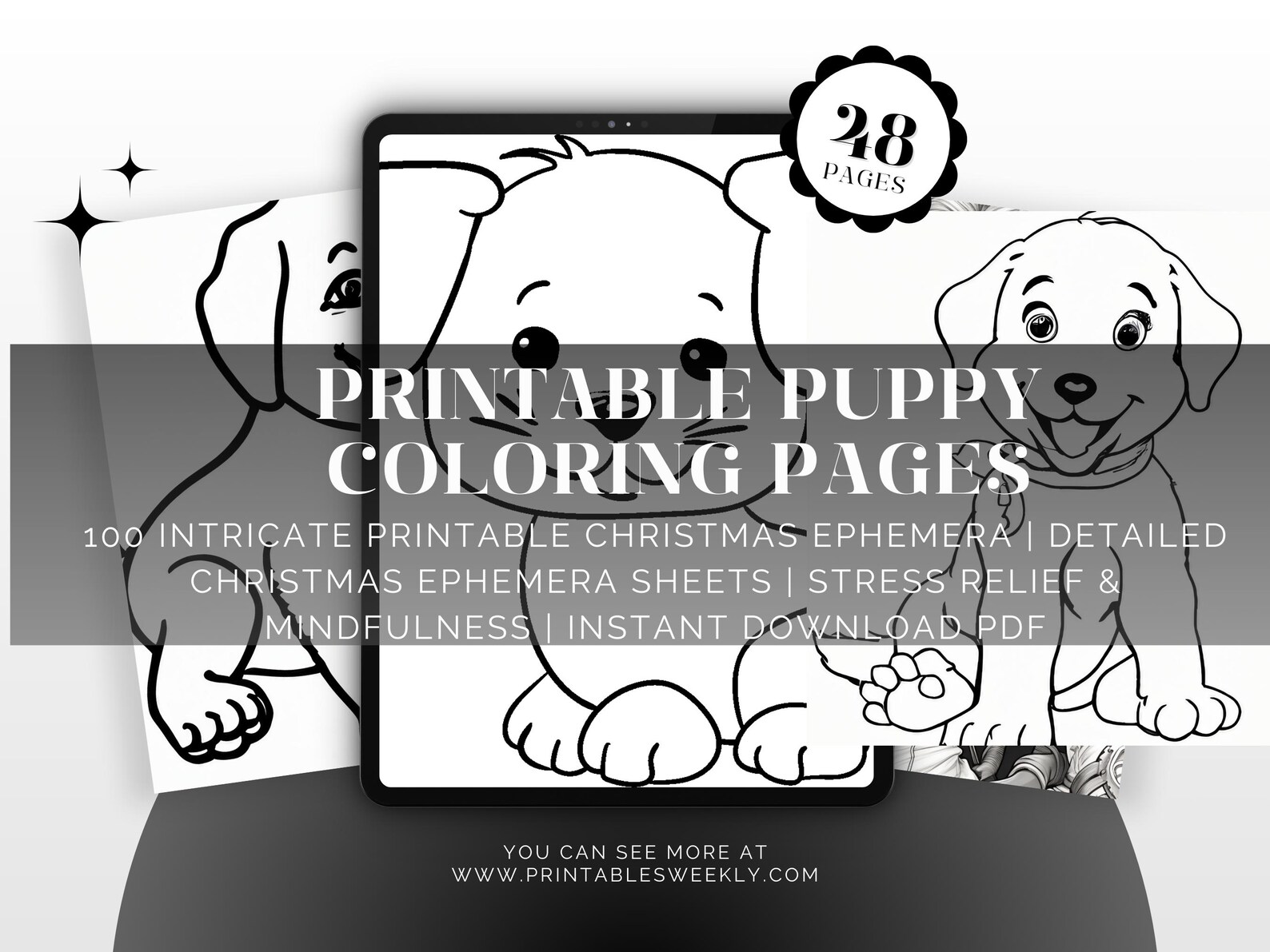 PRINTABLE Puppy Coloring Pages. Kids Party Games, Birthday Favor ...