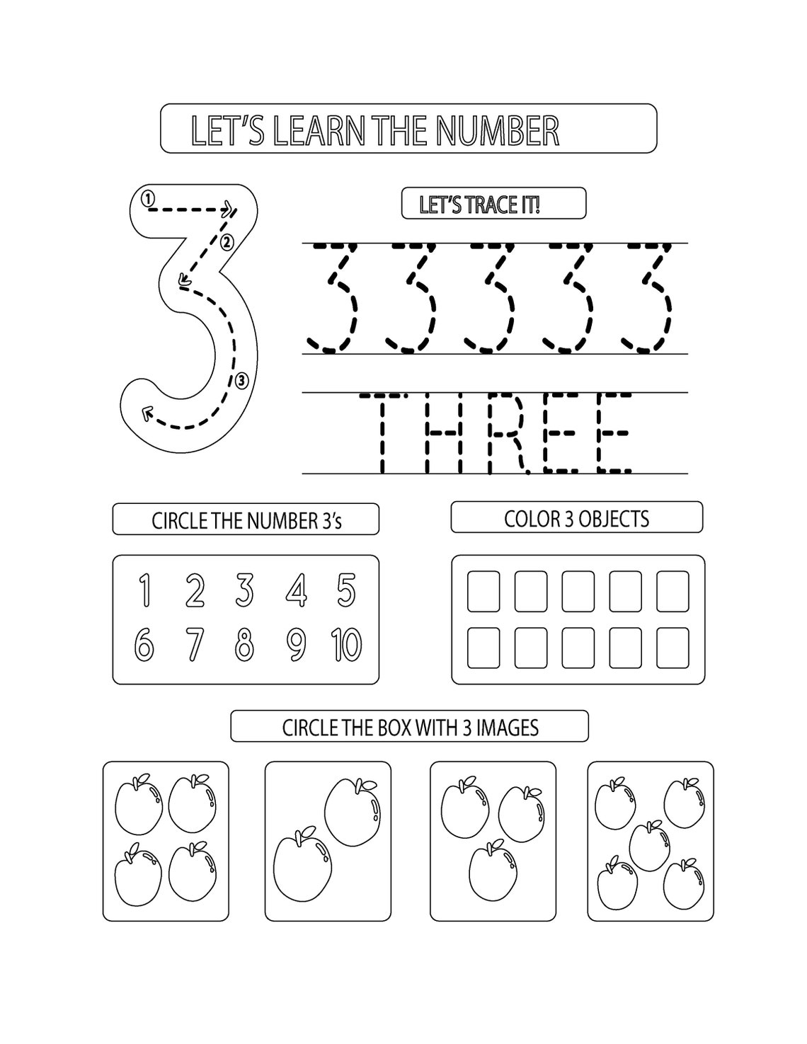 Preschool Worksheets, Printable Counting Practice, Preschool Curriculum ...
