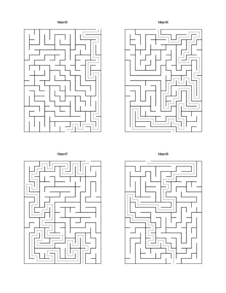 Print Out Mazes - 100 Printable Mazes and Answer Sheets - Etsy - Etsy ...