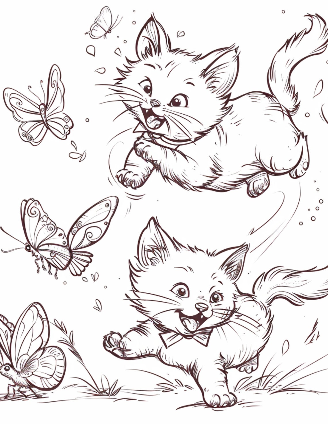 50-page Adorable Kittens Coloring Book Printable PDF PLR Fun & Relaxing ...