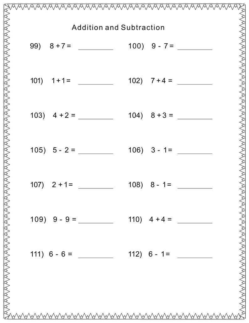 Arithmatic and Subtraction Practice Worksheets for Smart Kids to ...