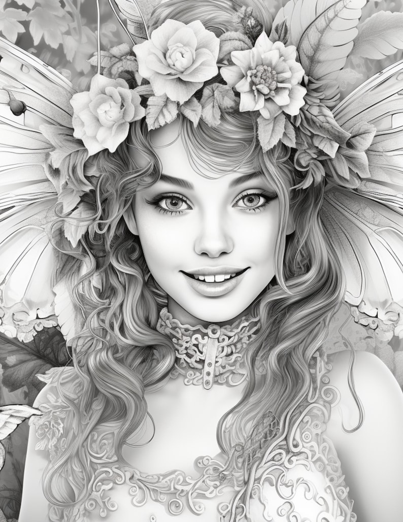 92 Adult Fairies Coloring Book Pages - Intricate Fairy Designs for ...