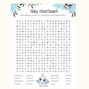 Elephant Baby Shower Games Package, Baby Shower Games, Printable Game ...