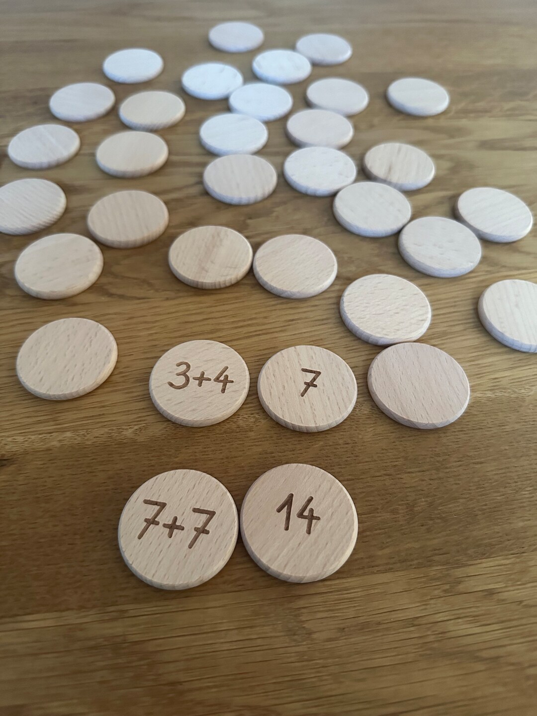 Mathematics Memory Game Made of Wood Addition Arithmetic as a Game for ...