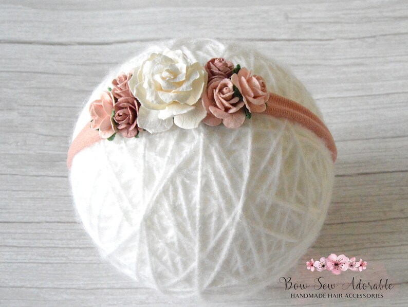 Dusky Pink Flower Headband Baby Girl Headband Floral - Etsy