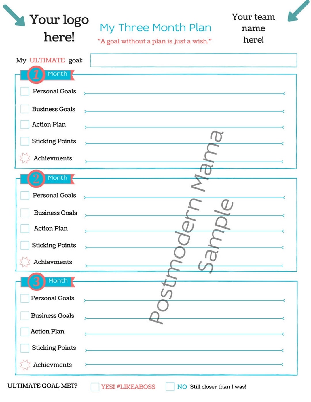 Three Month Goal Plan - Custom - Etsy