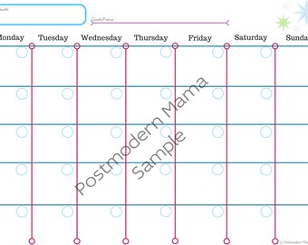 Printable Modern Modular Wall Calendar and Organizers Big, Bold, B&W ...