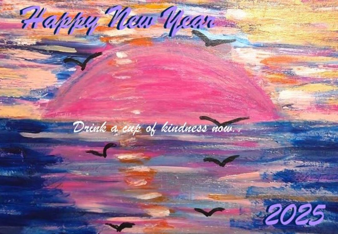 Happy New Year 2025 Sunrise Greeting Card With Envelope - Etsy