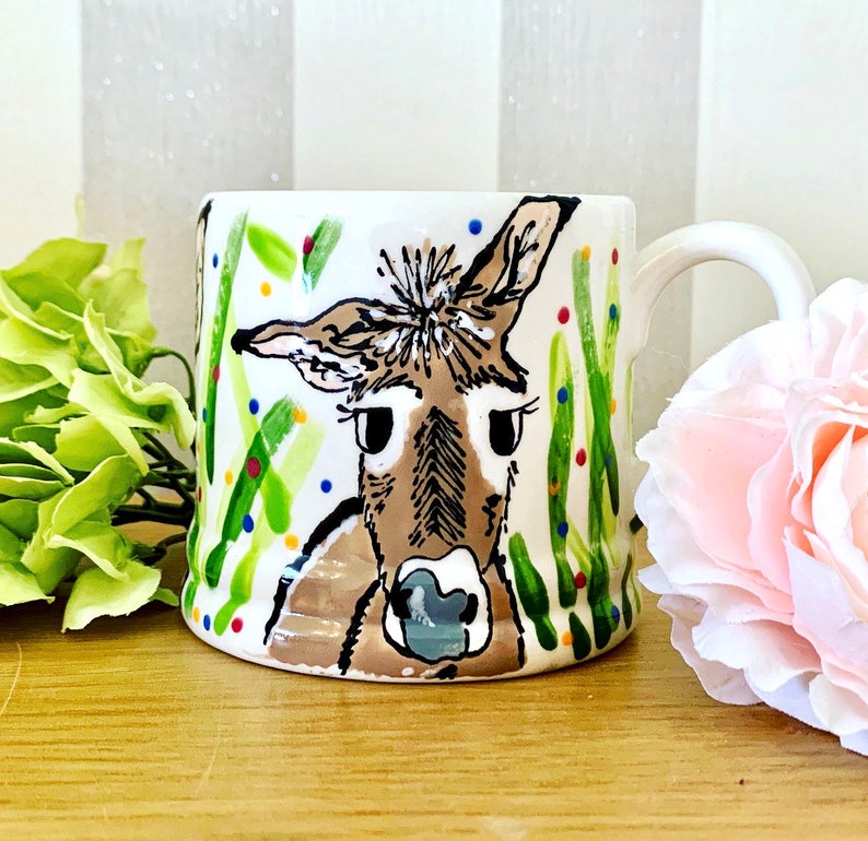 Donkey Mug Hand Painted Ceramic Drinkware Country Kitchen | Etsy