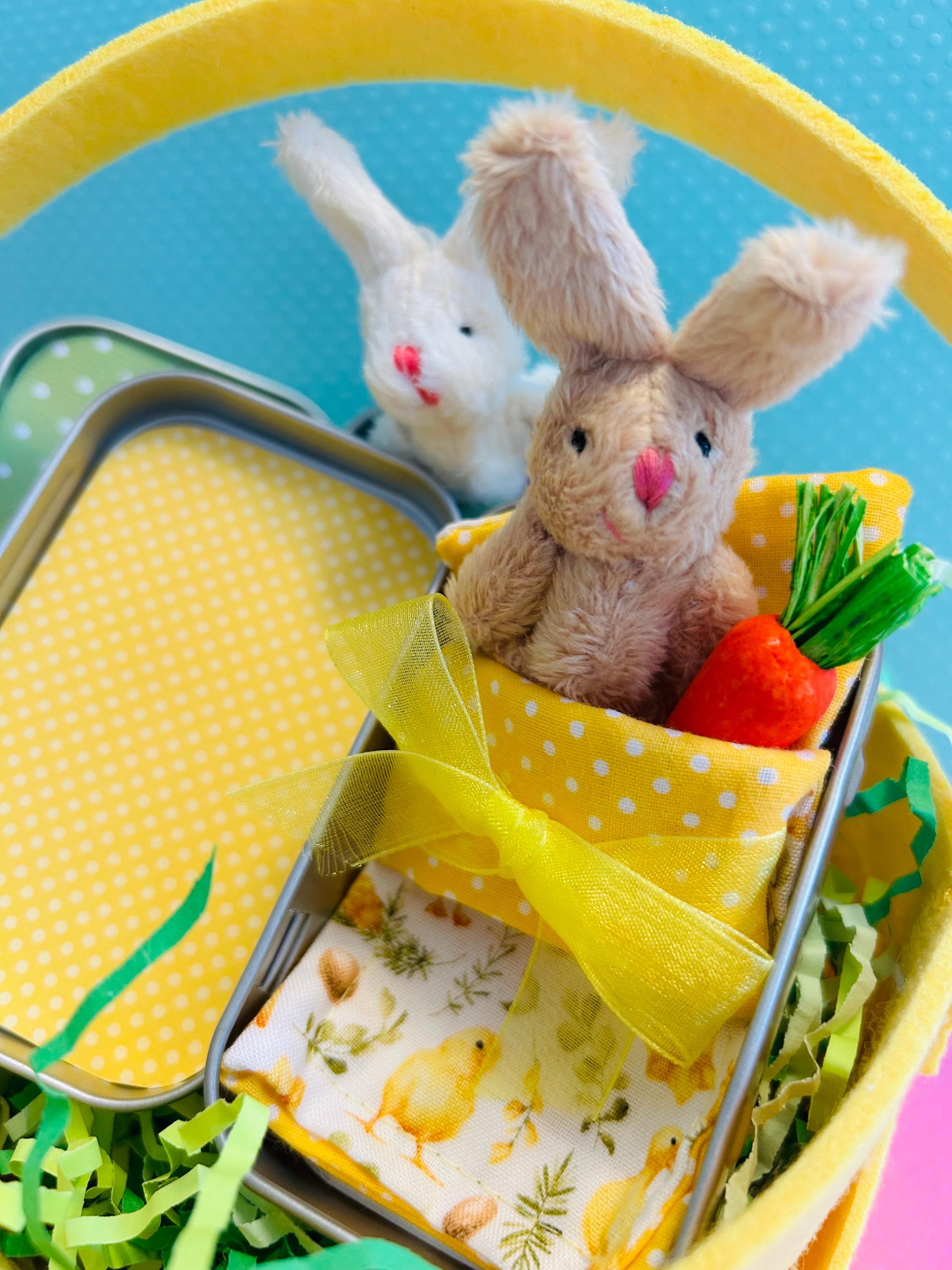 Pocket Bunny in Tin: Easter Basket Toy, Worry Pet With Sleeping Bag - Etsy