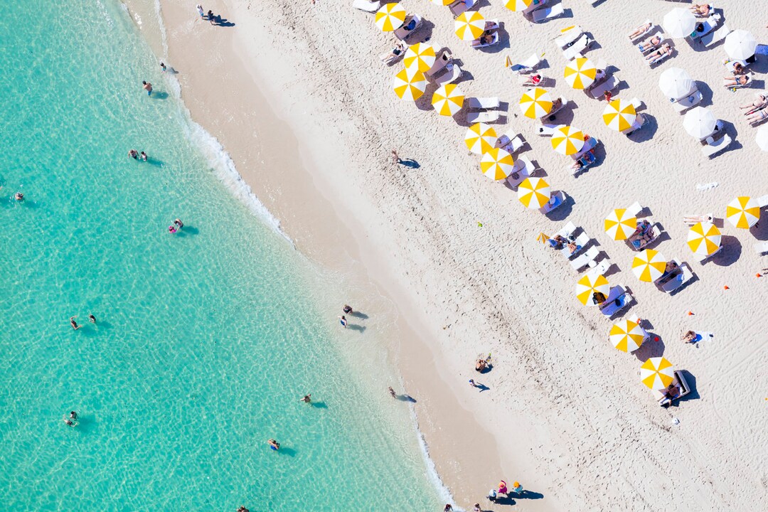 Miami Beach - Yellow and White II - Aerial Beach Photography - Etsy