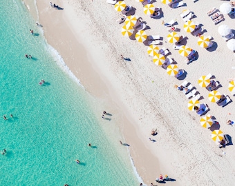 Miami Beach Yellow and White III Aerial Beach Photography | Etsy