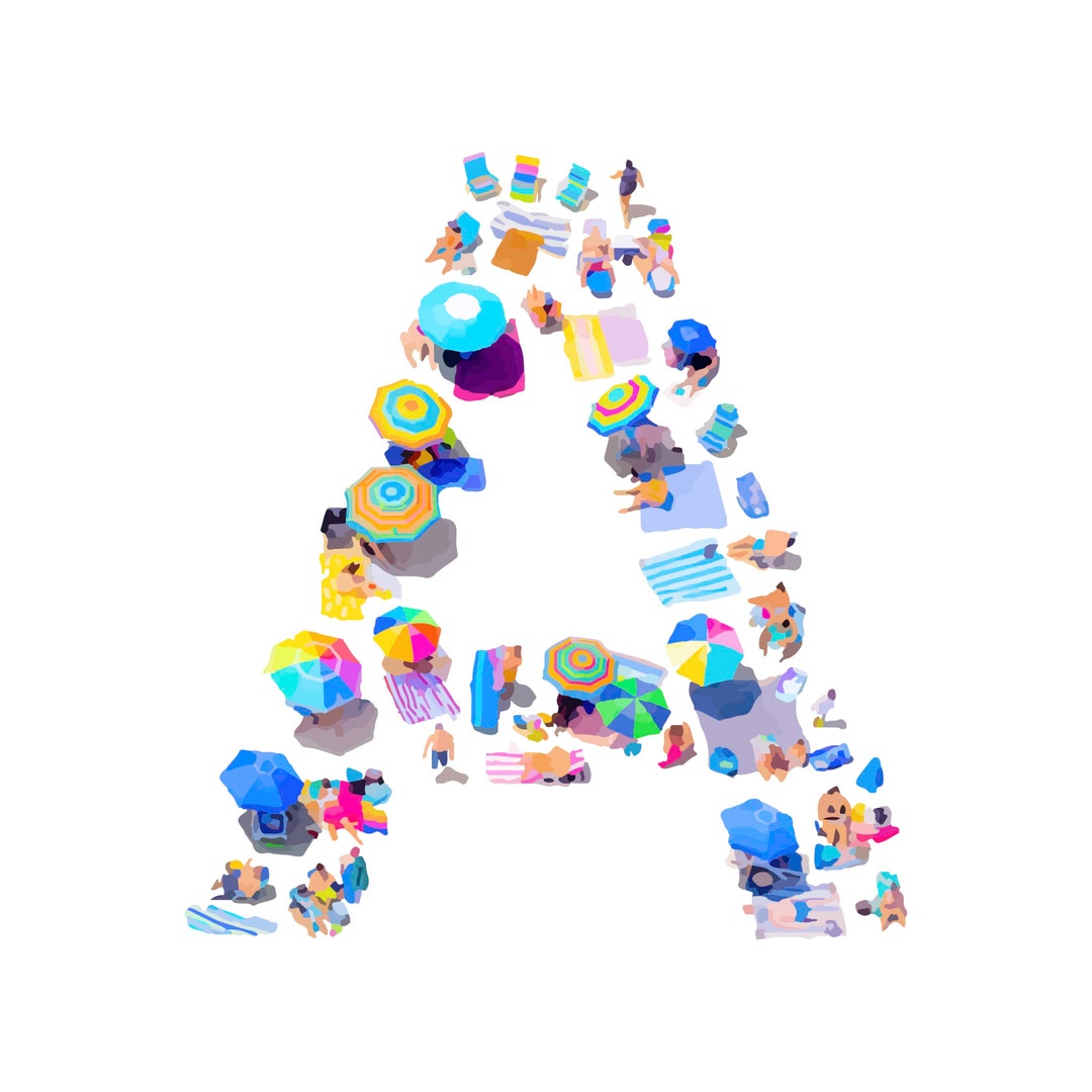 Letters A-Z - Aerial Beach Illustration -print - Colorful Children's ...
