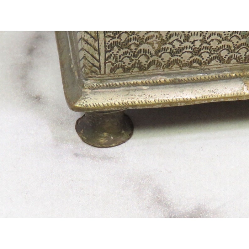 Antique Persian Qajar Islamic Brass Bronze Footed Casket Box 1800s Hand ...