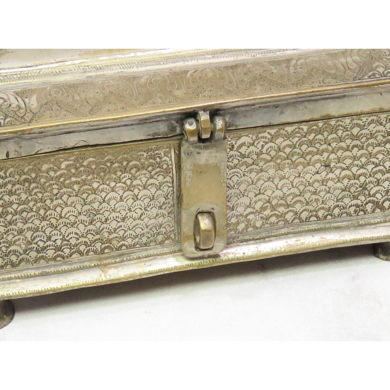 Antique Persian Qajar Islamic Brass Bronze Footed Casket Box 1800s Hand ...