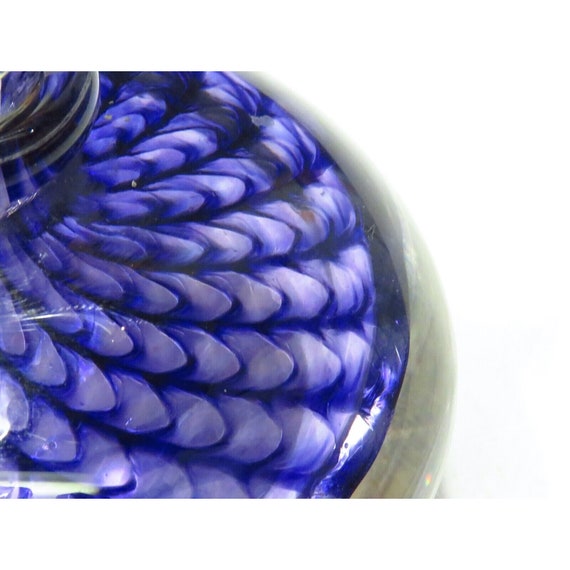 Vintage Signed Purple Blown Art Glass Perfume Zigzag Gem 3494