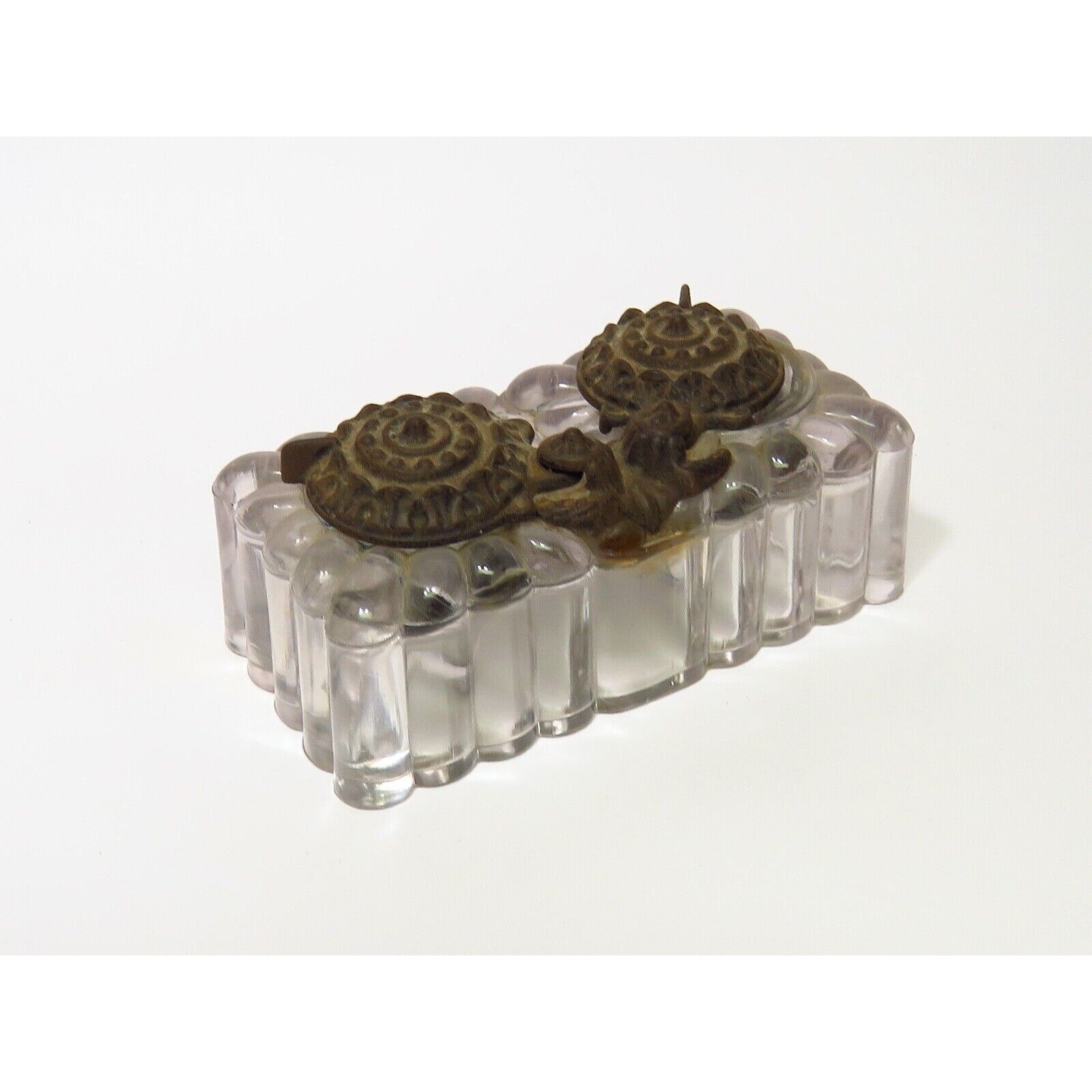 Antique Double Inkwell Tatum Glass Co. Victorian Pressed Glass Cast ...