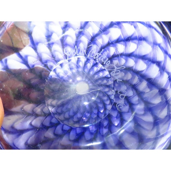 Vintage Signed Purple Blown Art Glass Perfume Zigzag Gem 6047