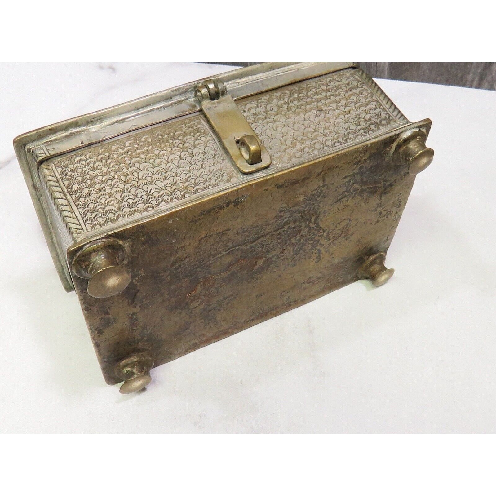 Antique Persian Qajar Islamic Brass Bronze Footed Casket Box 1800s Hand ...