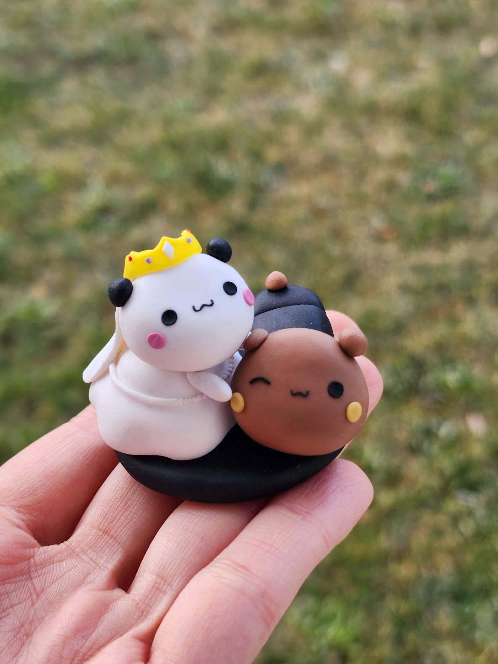 Bubu Dudu Bride and Groom Mini Figure / Peach Goma Miniature / Couple ...