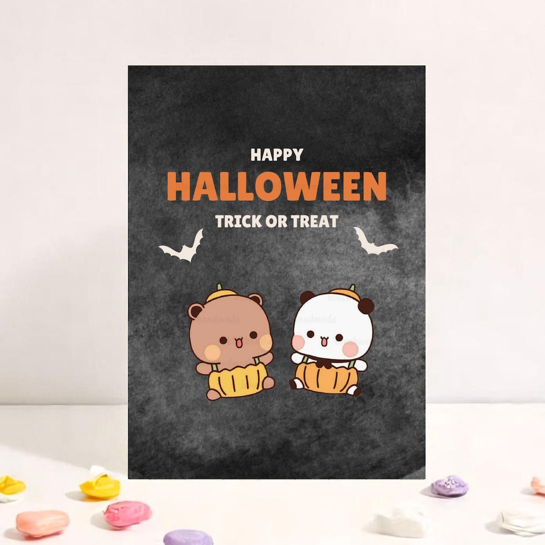 Halloween Card Bubu Dudu, Happy Halloween Card Cute Bears, Couple ...