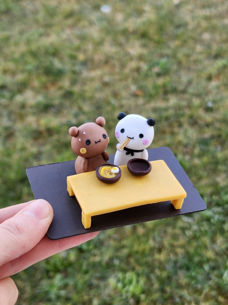 Bubu Dudu Eating Ramen Together Mini Figure / Peach Goma Miniature ...