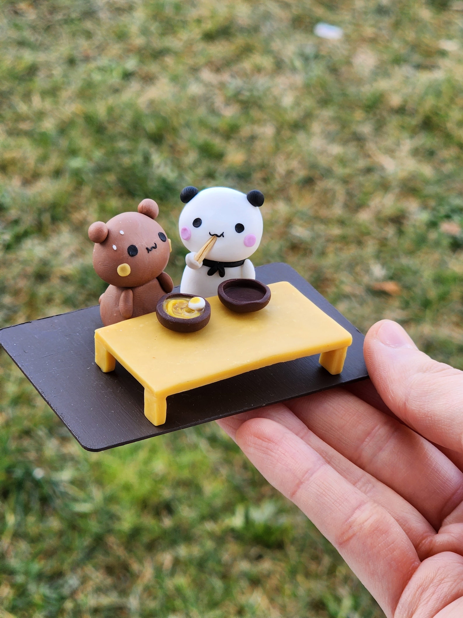 Bubu Dudu Eating Ramen Together Mini Figure / Peach Goma Miniature ...