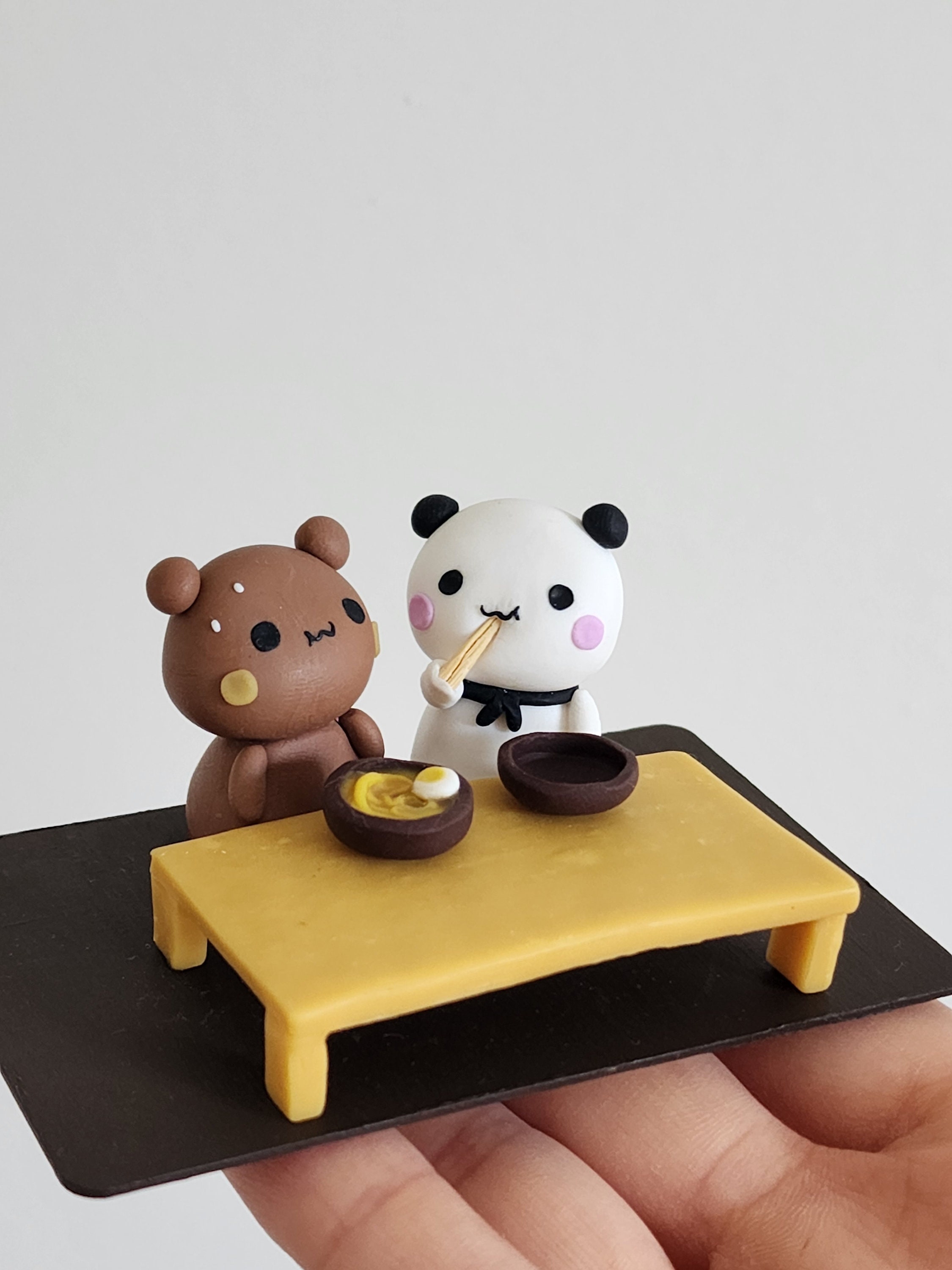 Bubu Dudu Eating Ramen Together Mini Figure / Peach Goma Miniature ...