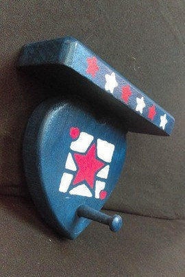 Wooden Red White and Blue Star Shelf-hand Painted - Etsy