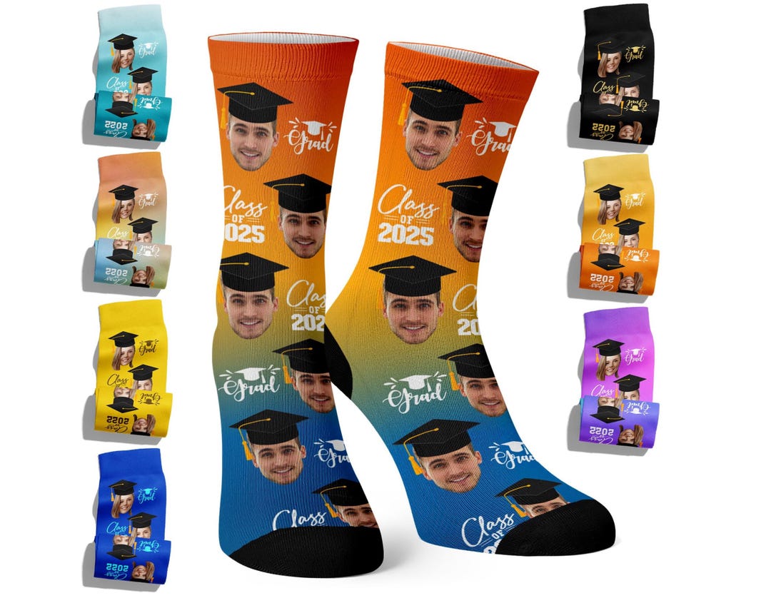 Graduation Socks, Graduation Gifts for Him, Custom Face Socks, Grad ...