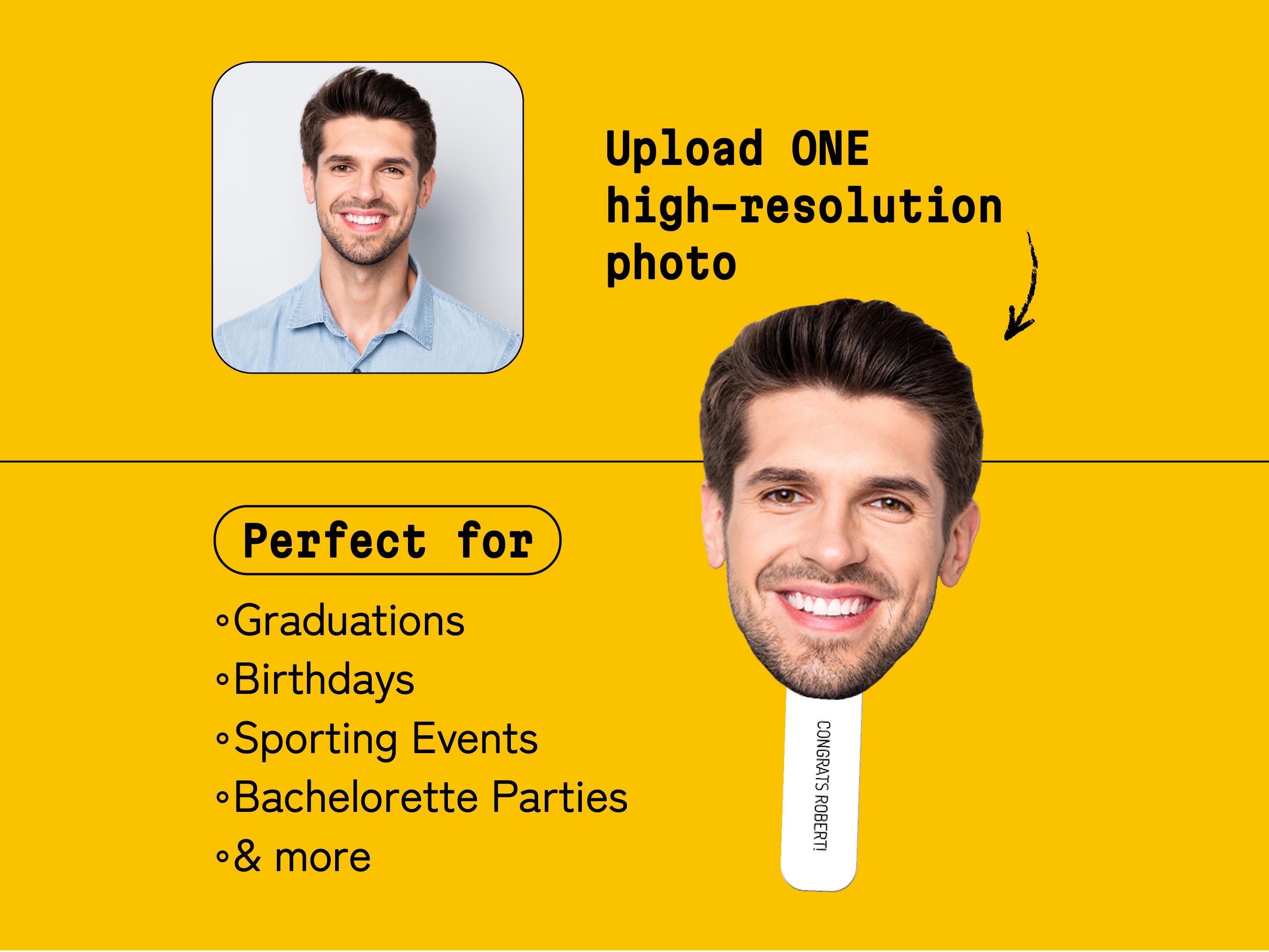 Custom Face Fans With Plastic Handle, Face on a Stick Waterproof ...