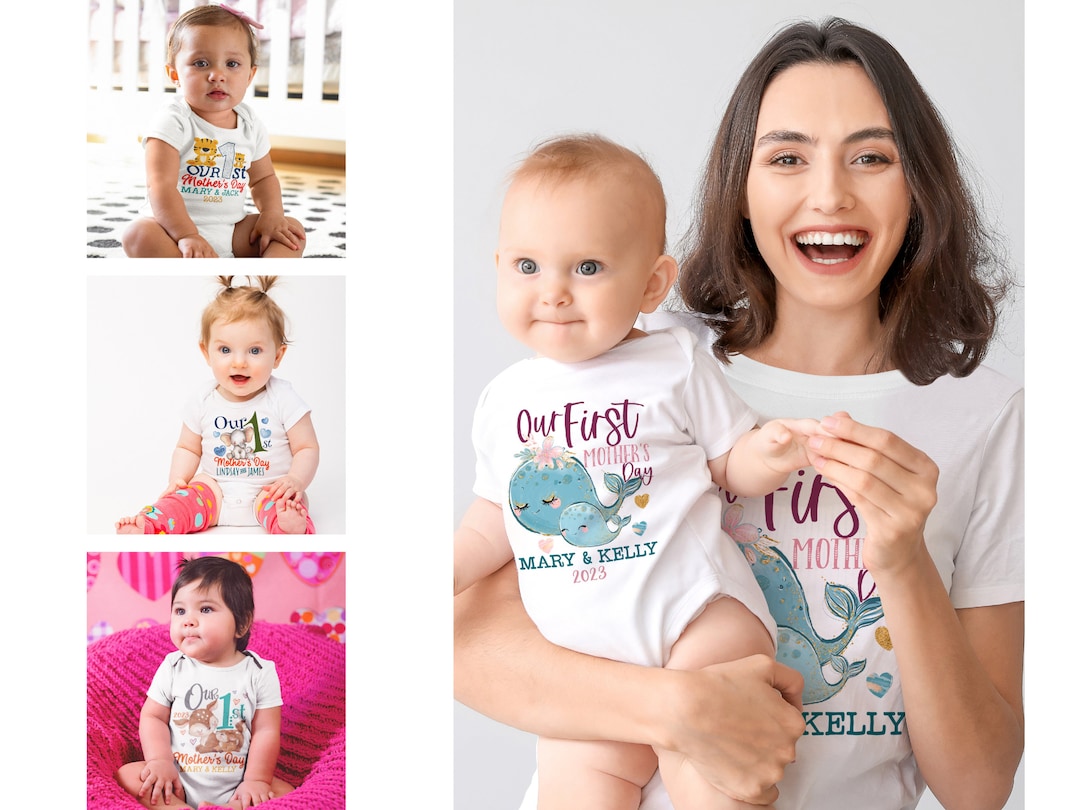 Our First Mother's Day Matching Tee Baby Onesie, Custom 1st Mother's ...
