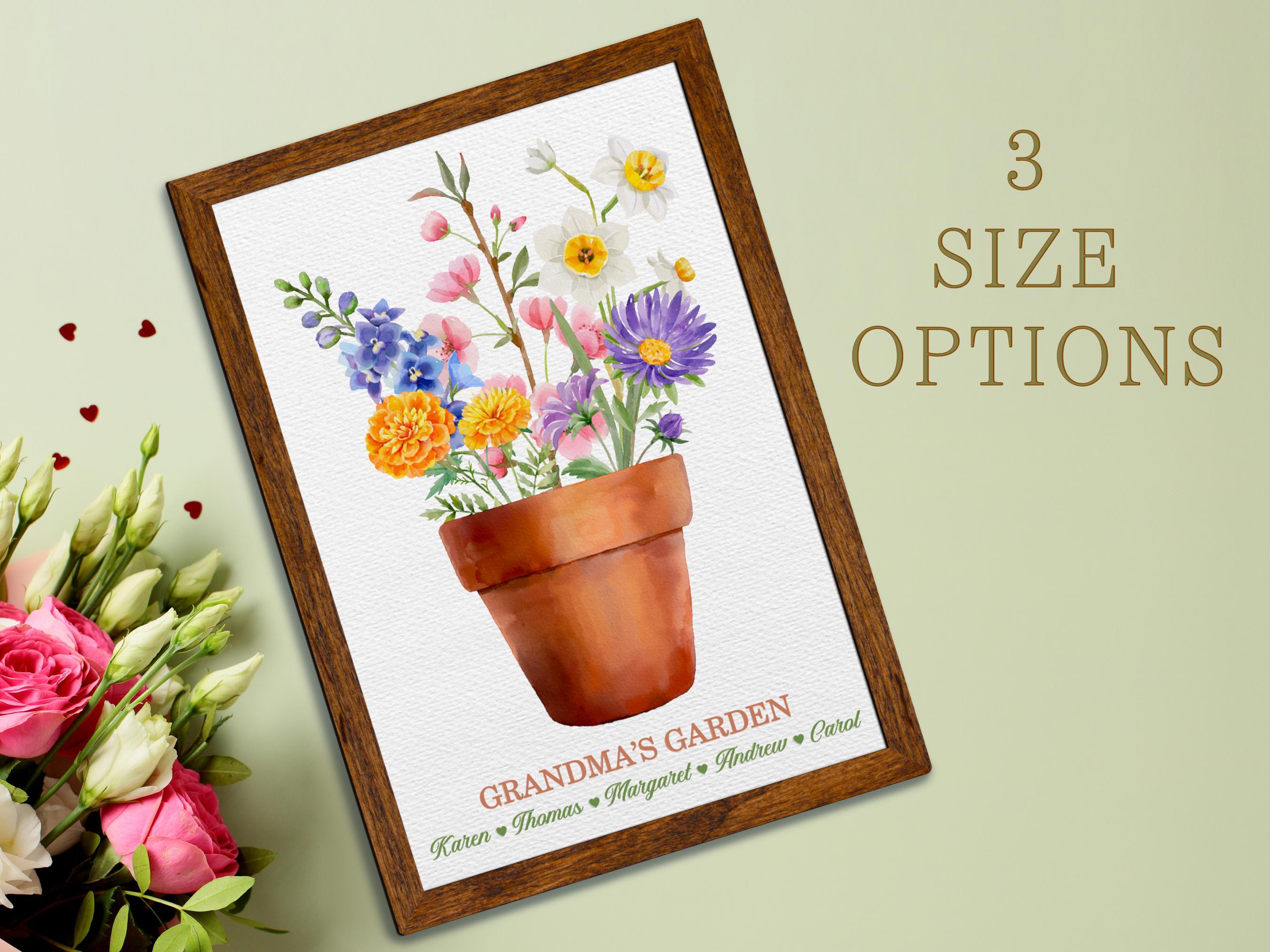 Grandma's Garden Birth Flower Bouquet Sign, Flower Gift for Grandma ...