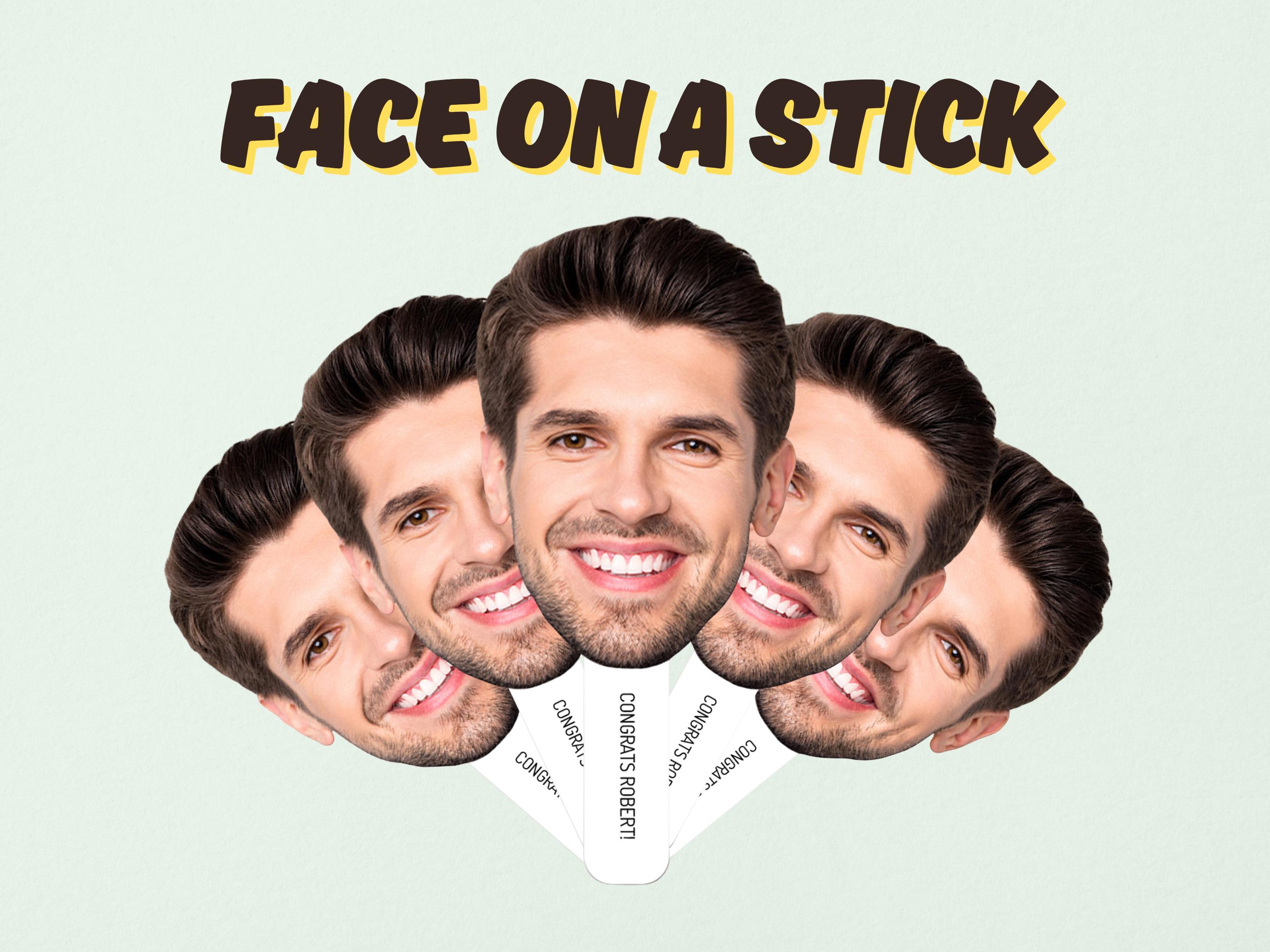Custom Face Fans With Plastic Handle, Face on a Stick Waterproof ...