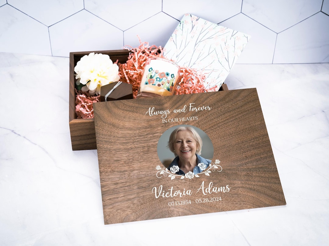 Memorial Gift Box, Personalized Wooden Memorial Photo Keepsake Box ...