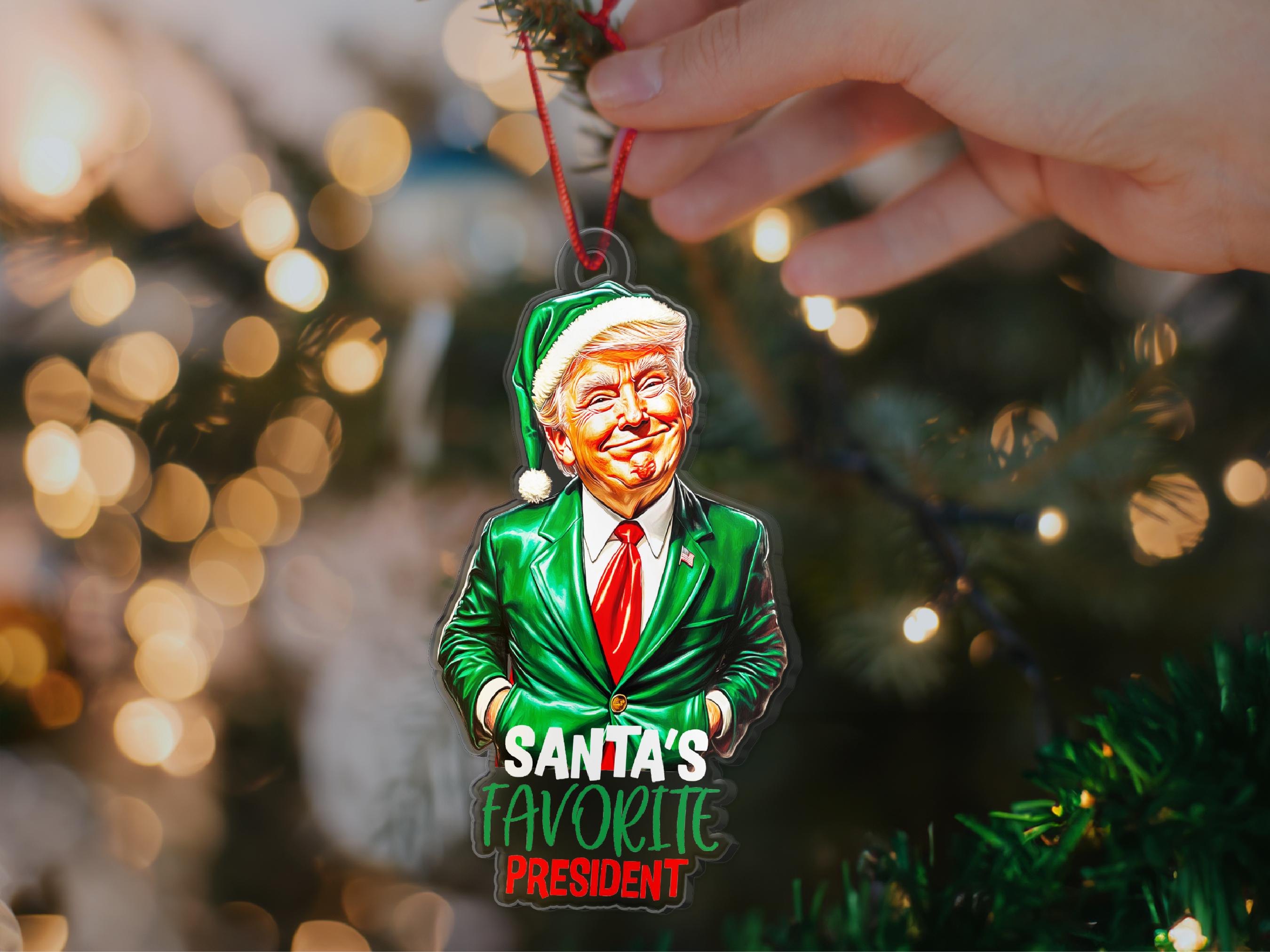 Trump Christmas Ornament, Santa's Favorite President, Humorous Trump ...