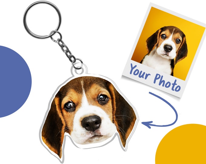 Personalized Pet Acrylic Keychain, Dog Photo Keyring, Cat Face Keychain ...