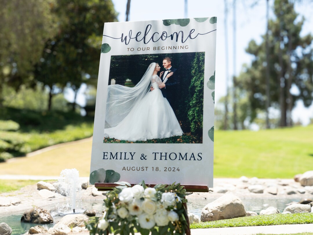 Wedding Welcome Sign With Custom Photo, Wedding Decor Wedding Sign ...
