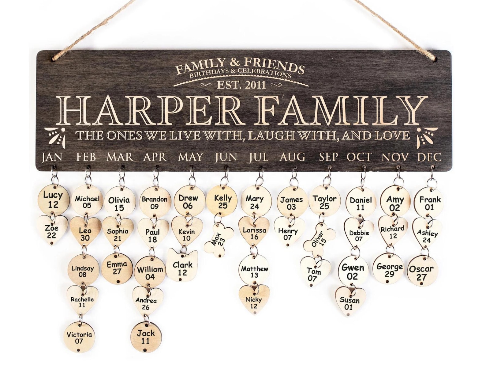 Wood Family Calendar Personalized Family Birthday Board - Etsy