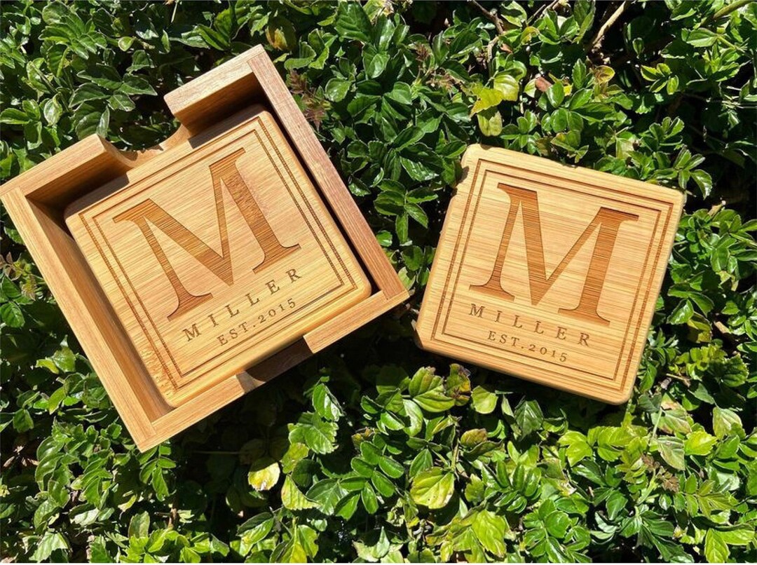 Personalized Coasters Bamboo Coaster Set Housewarming Gift - Etsy Nederland