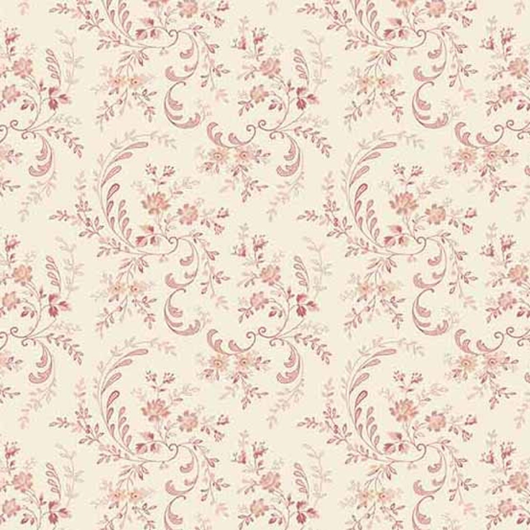 Andover Petit Point Floral Scroll in Pink Pattern # 538 by the Half ...