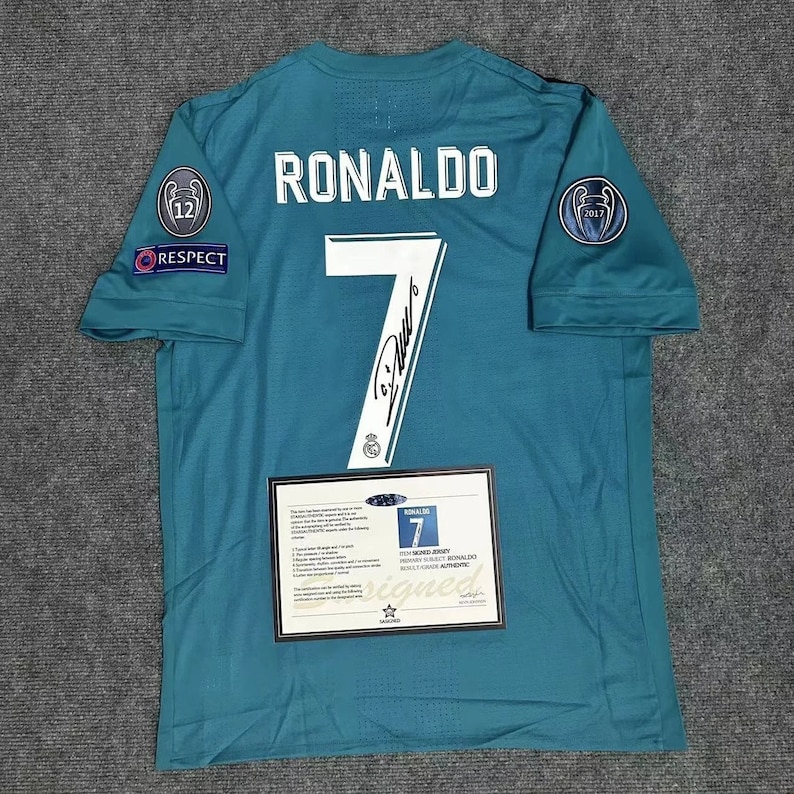 Cristiano Ronaldo SIGNED Real Madrid Blue Third UCL 2017 Signature ...